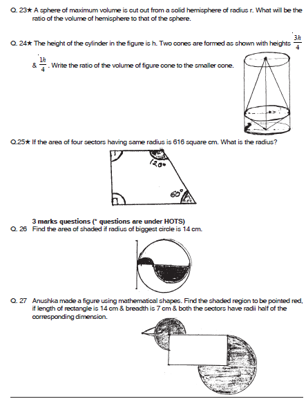 CBSE Class 10 Maths HOTs Surface Area and Volumes CBSE Class 10 Maths HOTs Surface Area and Volumes